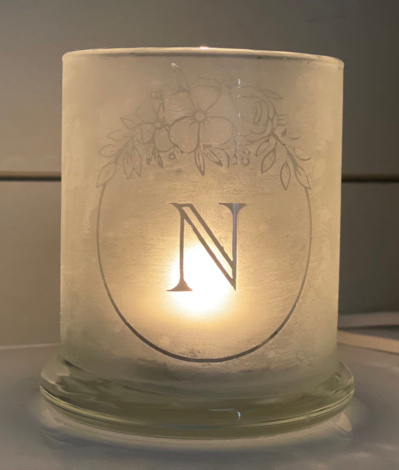 Hand Etched Glass Personalized Candle Holder - Etsy