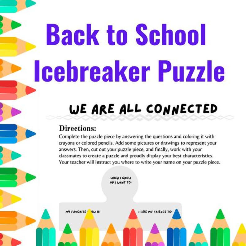 Back to School Printable Puzzle Icebreaker Activity - Etsy