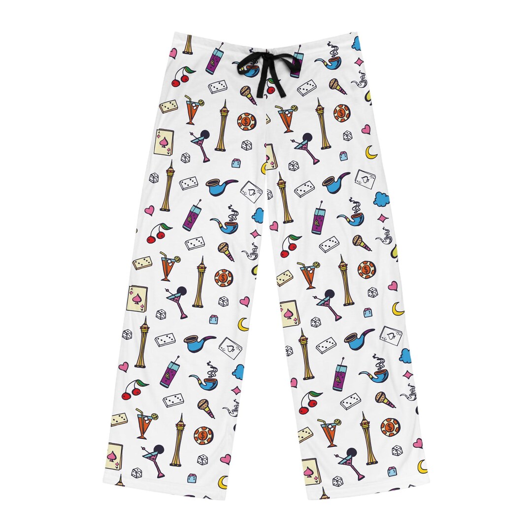 Vegas Graphic Men's Pajama Pants, Casino Lounge Sleepwear, Sin City ...