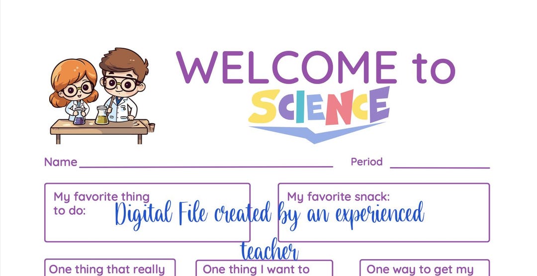 Science Welcome Back to School Survey for Middle School Students - Etsy
