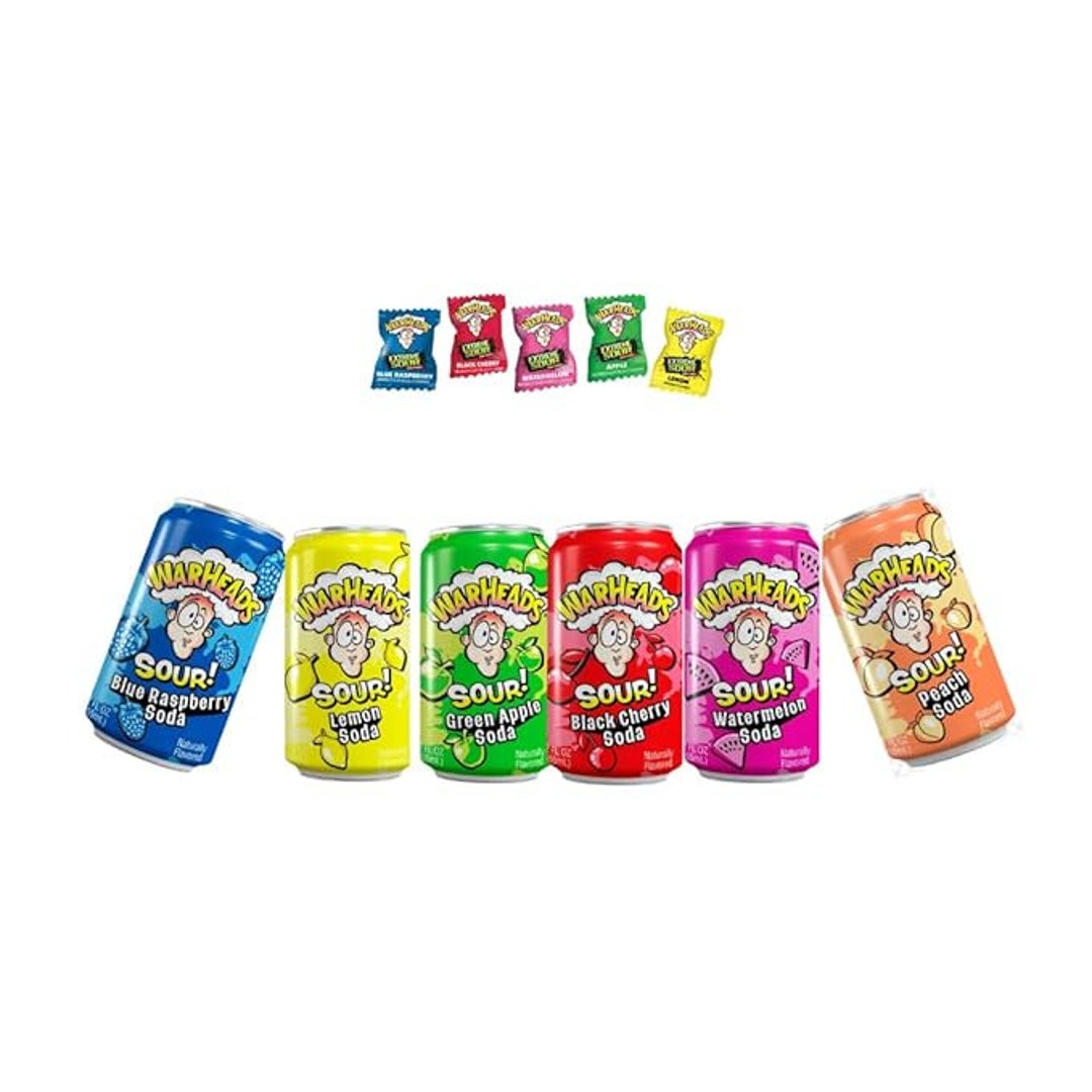 CANDY AND SODA Set Soda Party Pack Candy and Soda Duo Flavored Soda Combo Unique Childhood Sour ...
