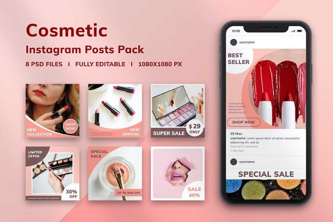Cosmetic - Instagram Post Pack - Etsy