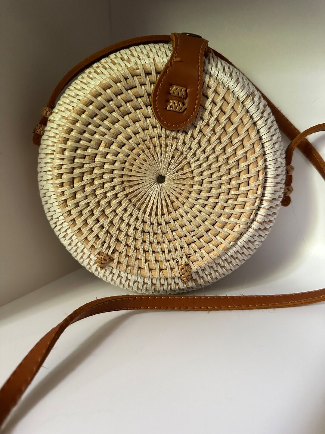 White Crossbody Rattan Purse - Etsy