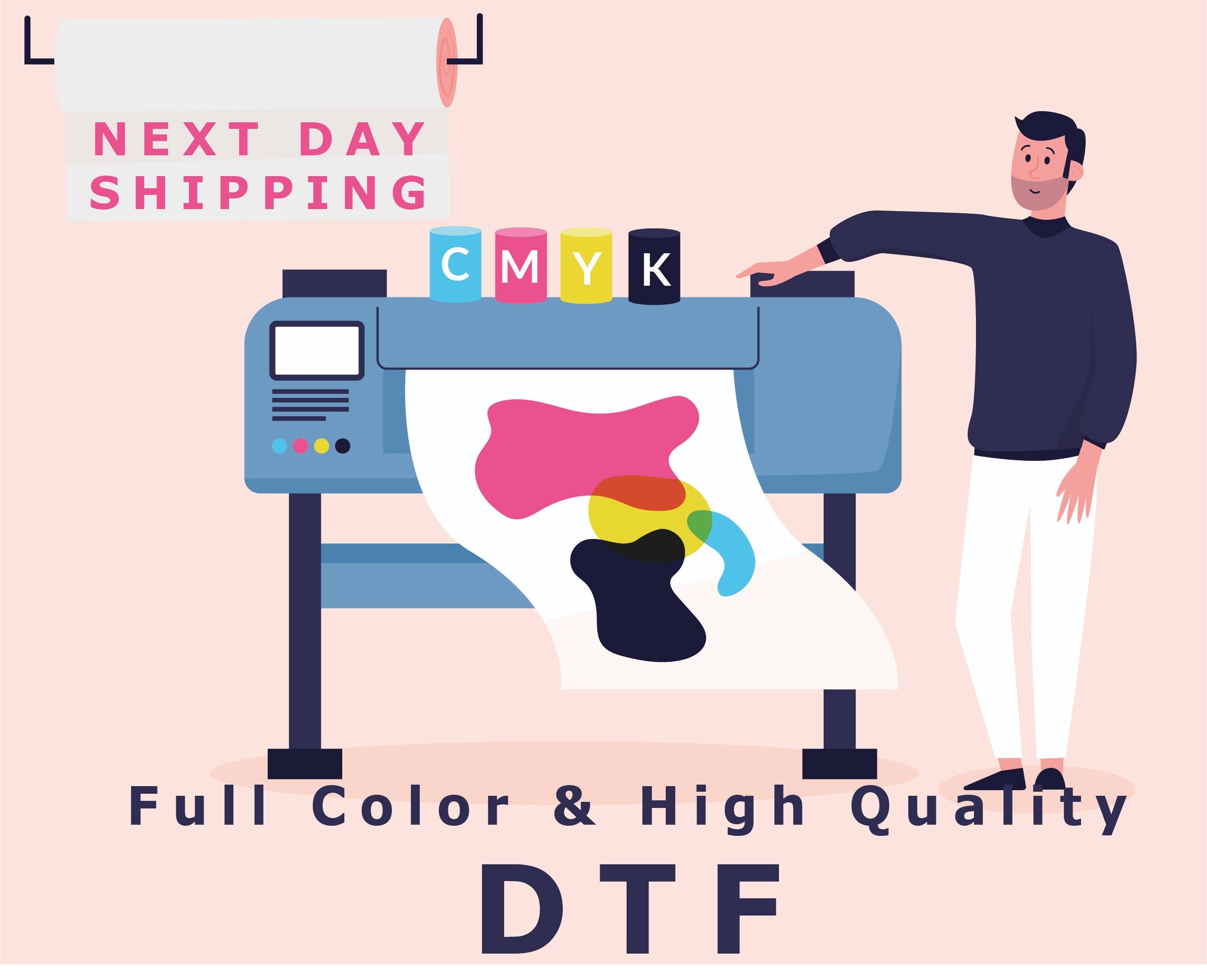 DTF Print Full Color DTF Custom Transfer Ready to Apply - Etsy