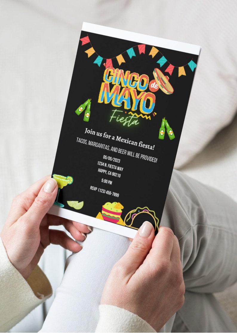 Editable Cinco De Mayo Fiesta Party Invitations,instant Download,canva ...