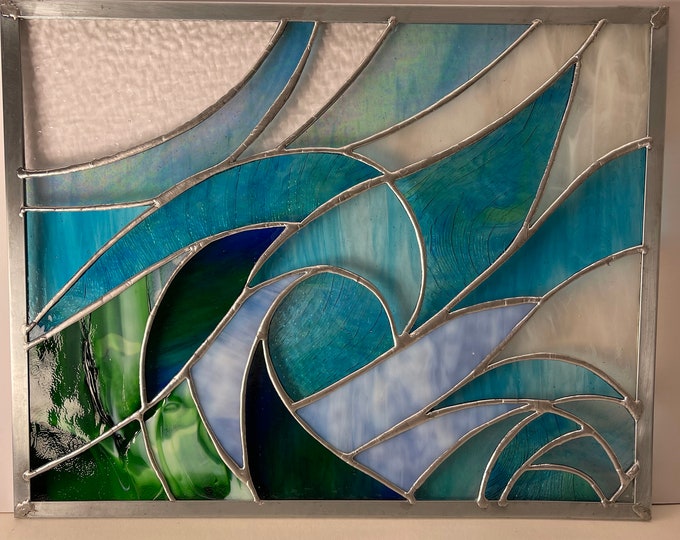 Stained Glass Large Wave Panel - Etsy UK