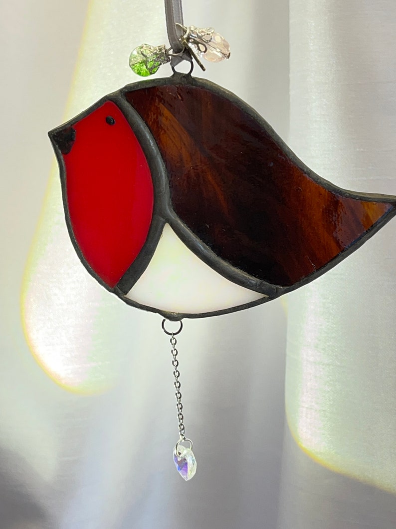 Stained Glass Robin Decoration - Etsy UK