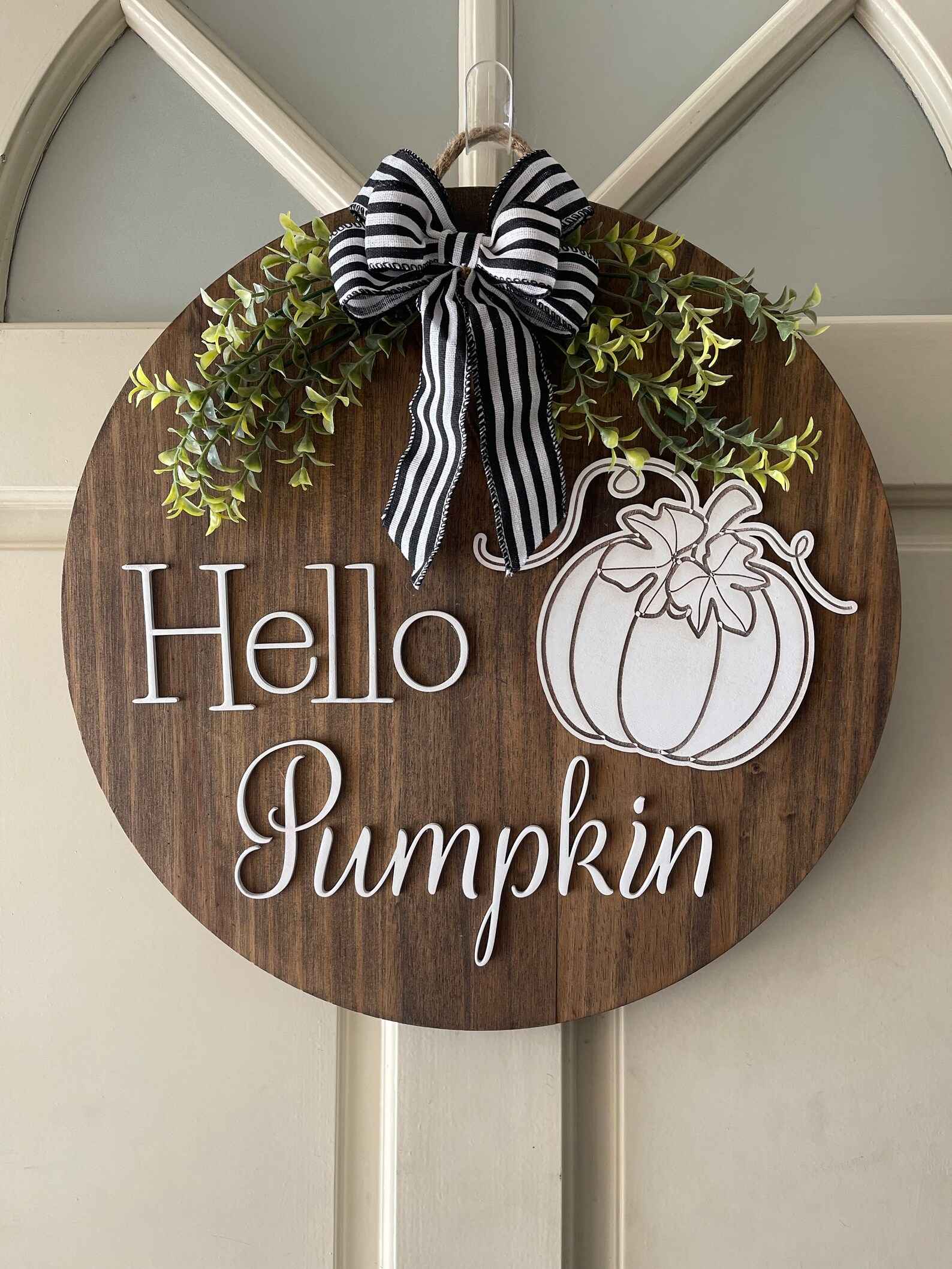 Hello Pumpkin Door Sign/ Front Door Fall Sign/ Hello Sign/ Fall Front ...