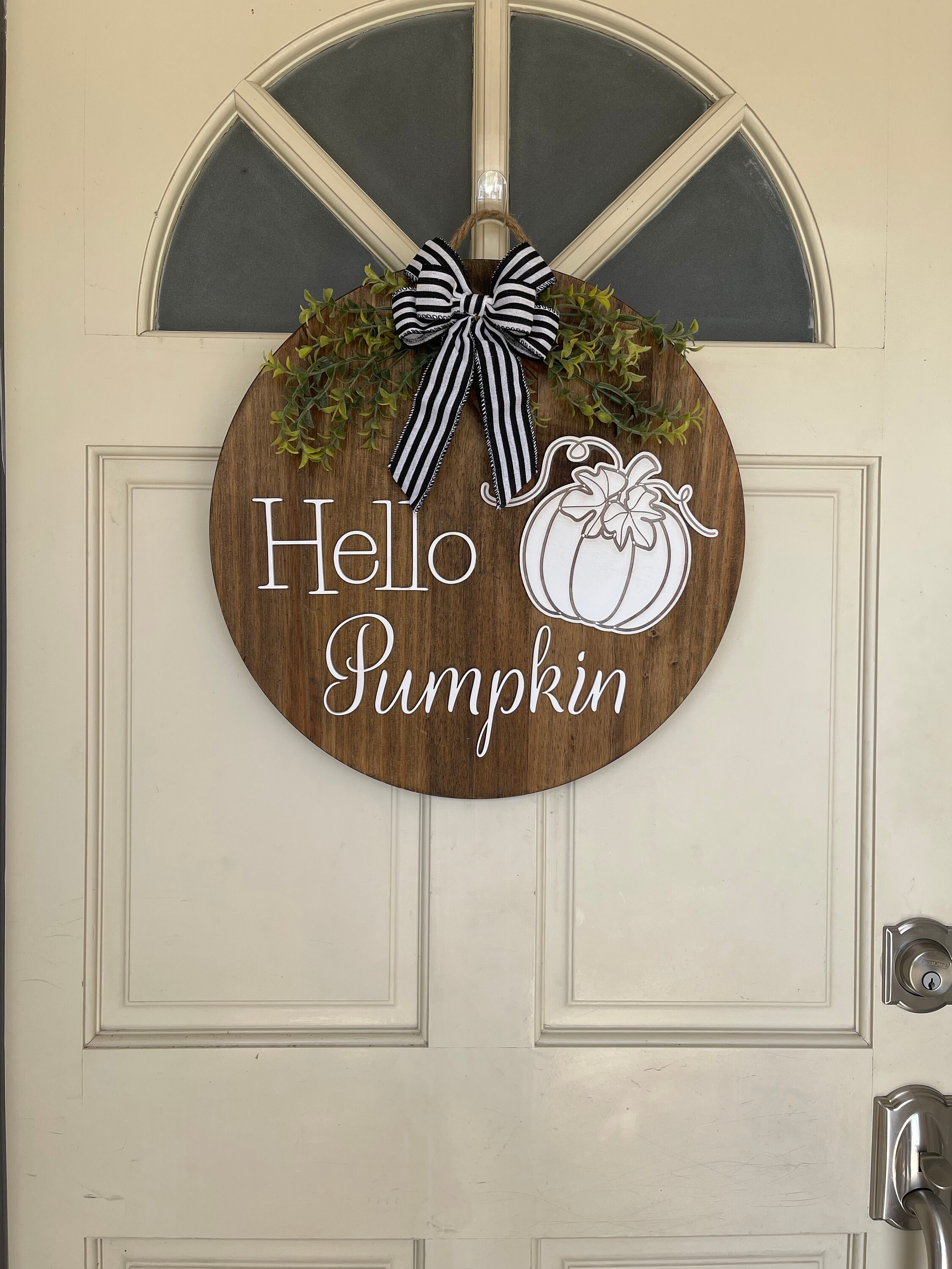 Hello Pumpkin Door Sign/ Front Door Fall Sign/ Hello Sign/ Fall Front ...