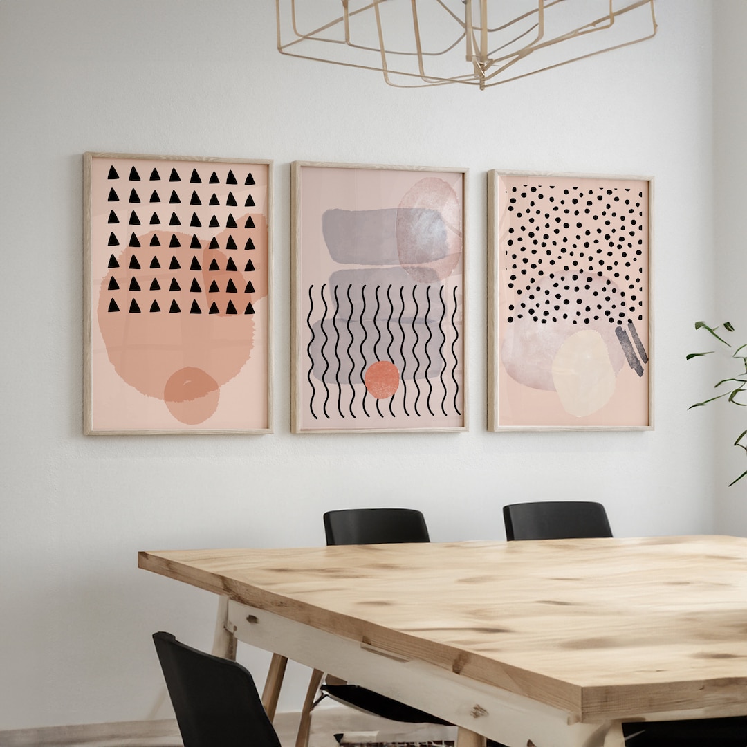 Glam 3 Piece Framed Geometric Canvas Wall Art Geometric Prints Framed ...