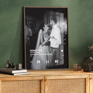 Custom Wedding Song Poster With Photo Framed Canvas Print, Personalized ...