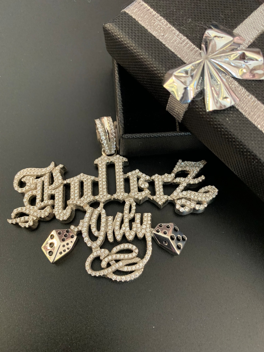 Silver Iced Out Roller Dice Pendant, Men's Jewelry ,real 925 Silver ...