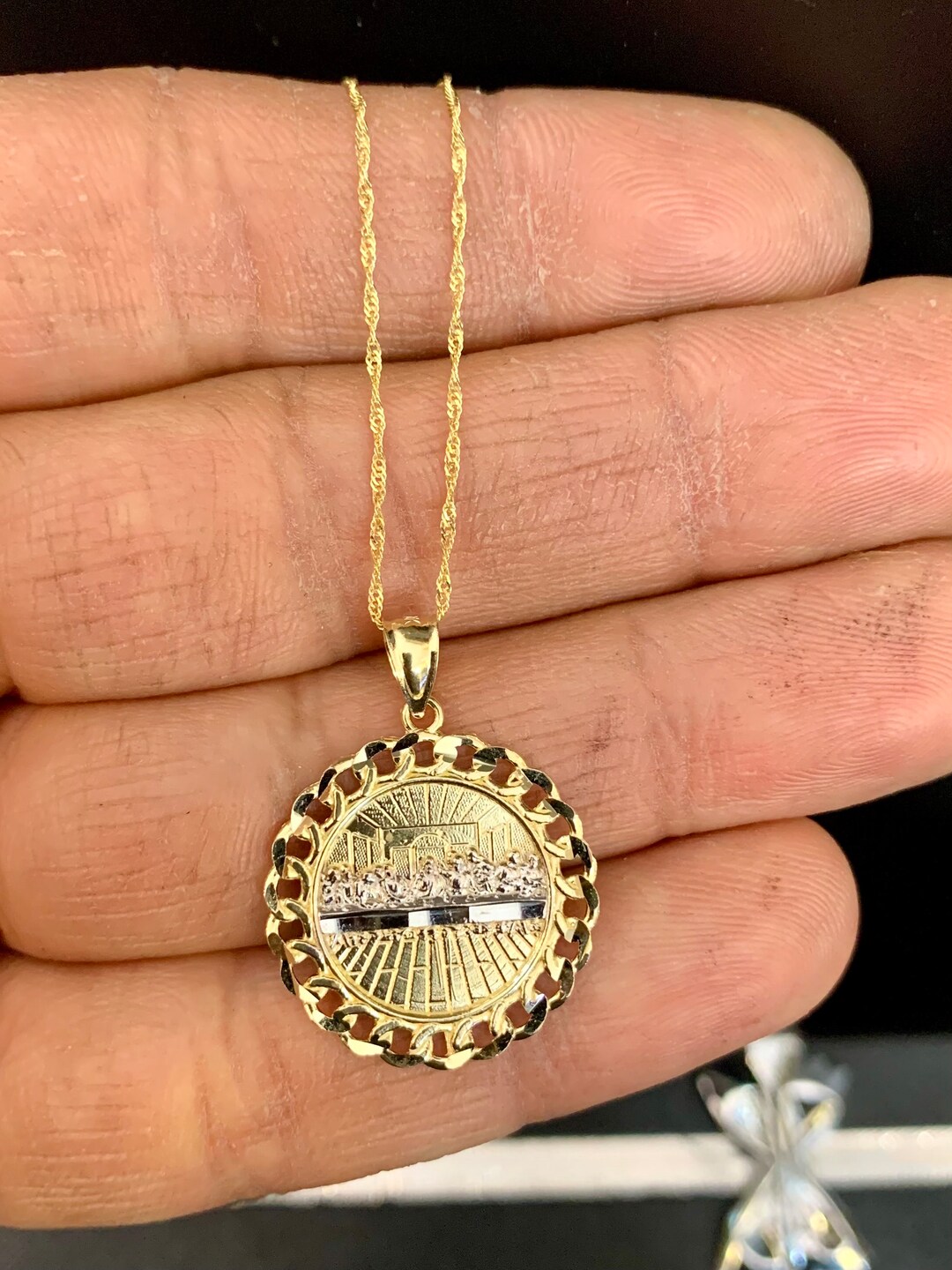 10k Gold Last Supper Pendant, 10k Gold Chain Options, Last Supper D Cut ...