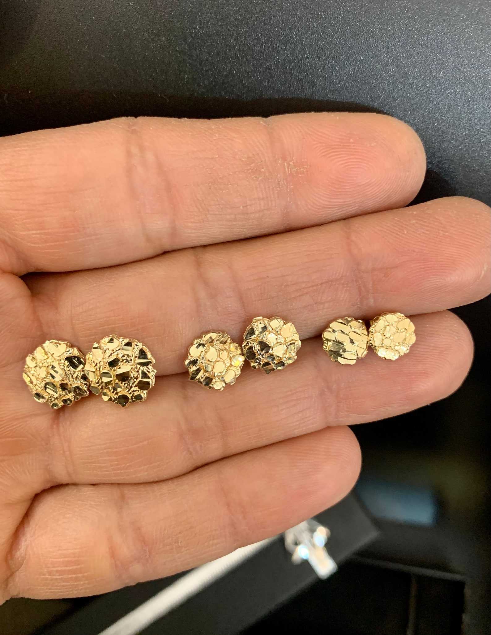 Luxurious 10k Gold Nugget Stud Earrings , 10k Solid Gold Studs, Nugget ...