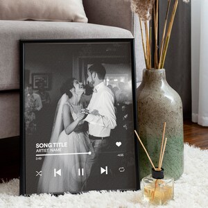 Custom Wedding Song Poster With Photo Framed Canvas Print, Personalized ...