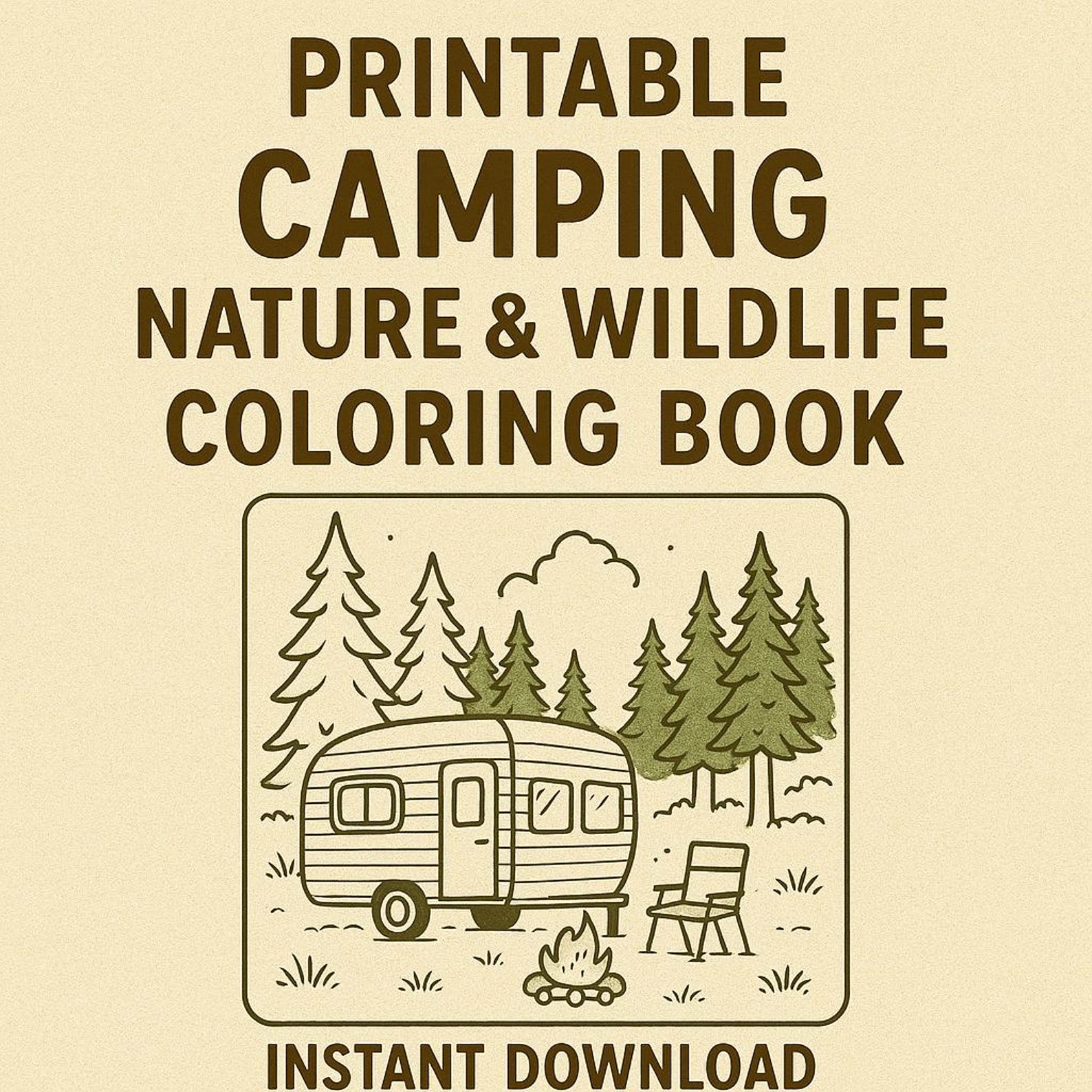 Camping Nature & Wildlife Coloring Book – 30 Pages | RV Camping, Forest ...