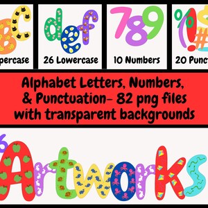 Colorful Alphabet Clipart, Numbers, Punctuation (digital Download) - Etsy