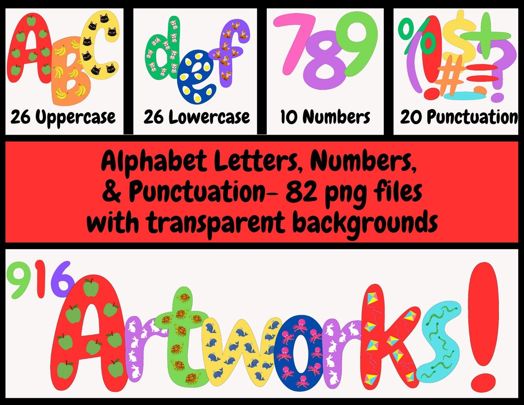 Alphabet Clipart, NEW Colorful Alphabet Letters, Numbers, Punctuation ...