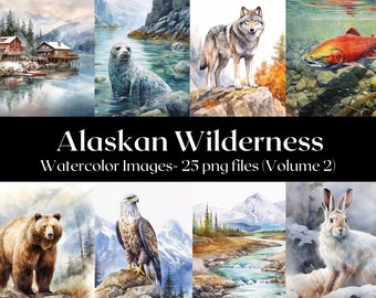 Alaskan Wilderness Watercolor Digital Art, Wilderness Pictures, Alaska ...
