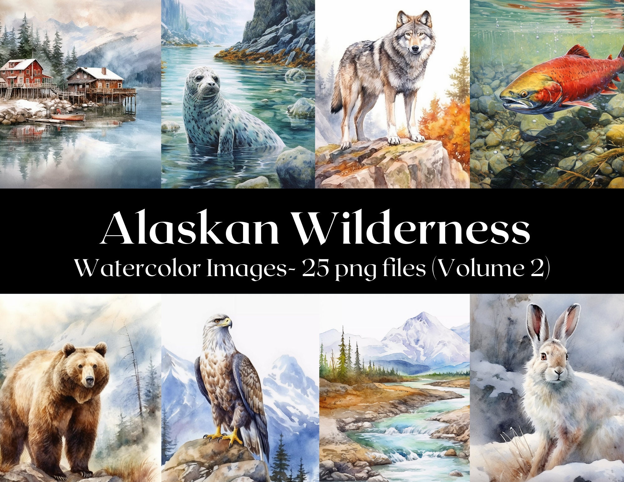 Alaskan Wilderness Watercolor Digital Art Vol. 2, Wilderness Pictures ...