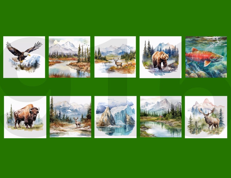 Alaskan Wilderness Watercolor Digital Art, Wilderness Pictures, Alaska ...