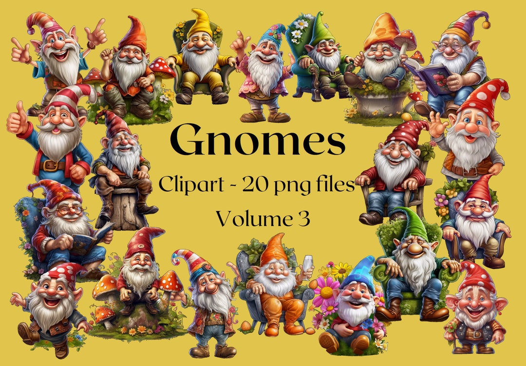 Gnome Clipart Garden Gnome Digital Images Gnomes Images - Etsy