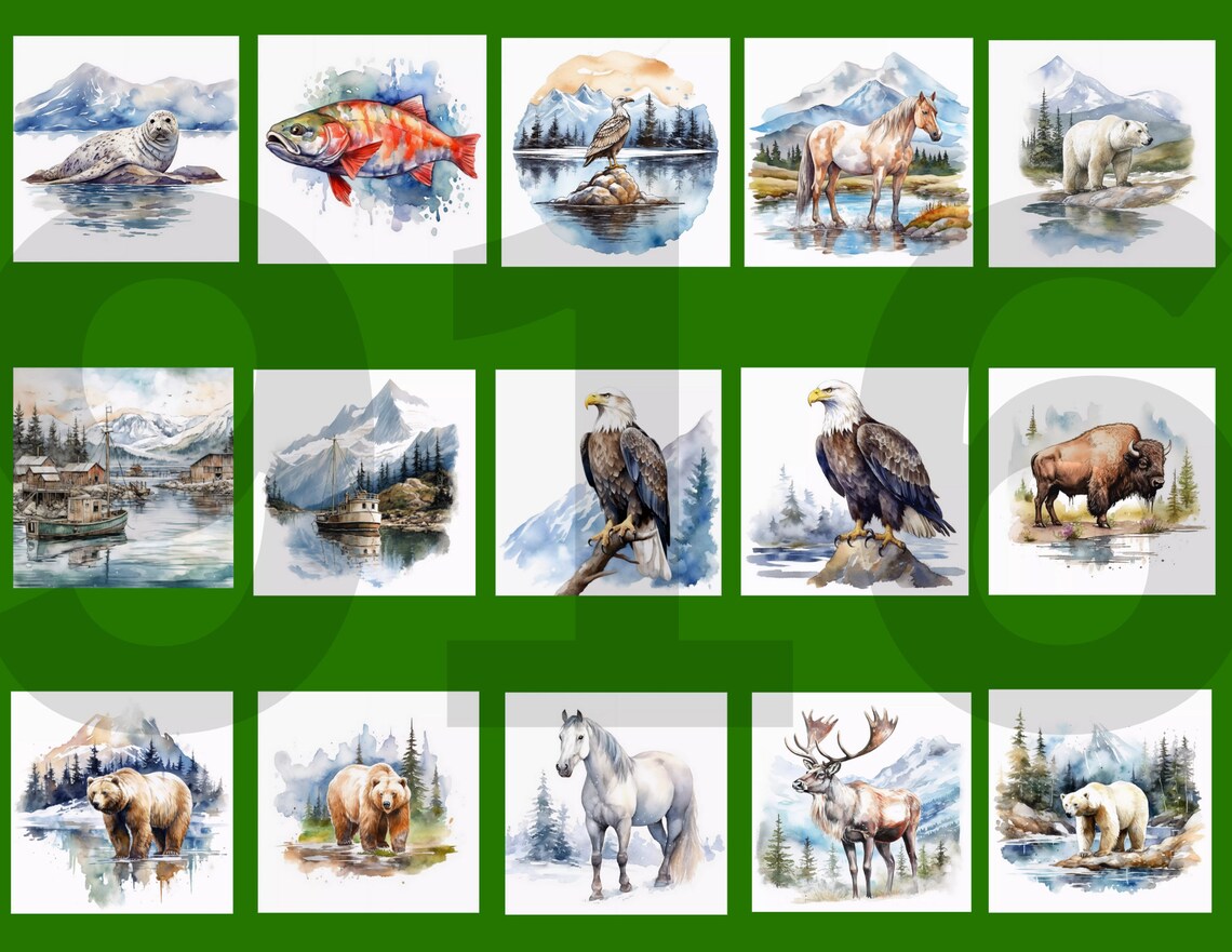 Alaskan Wilderness Watercolor Digital Art, Wilderness Pictures, Alaska ...