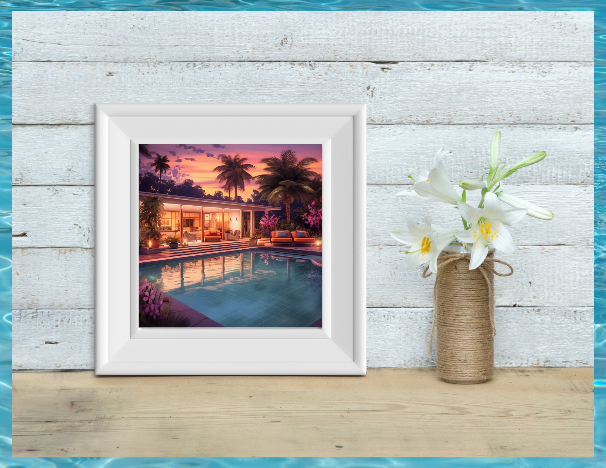 Poolside Sunsets Digital Art, Sunset Pool Pictures, Resort Clipart ...