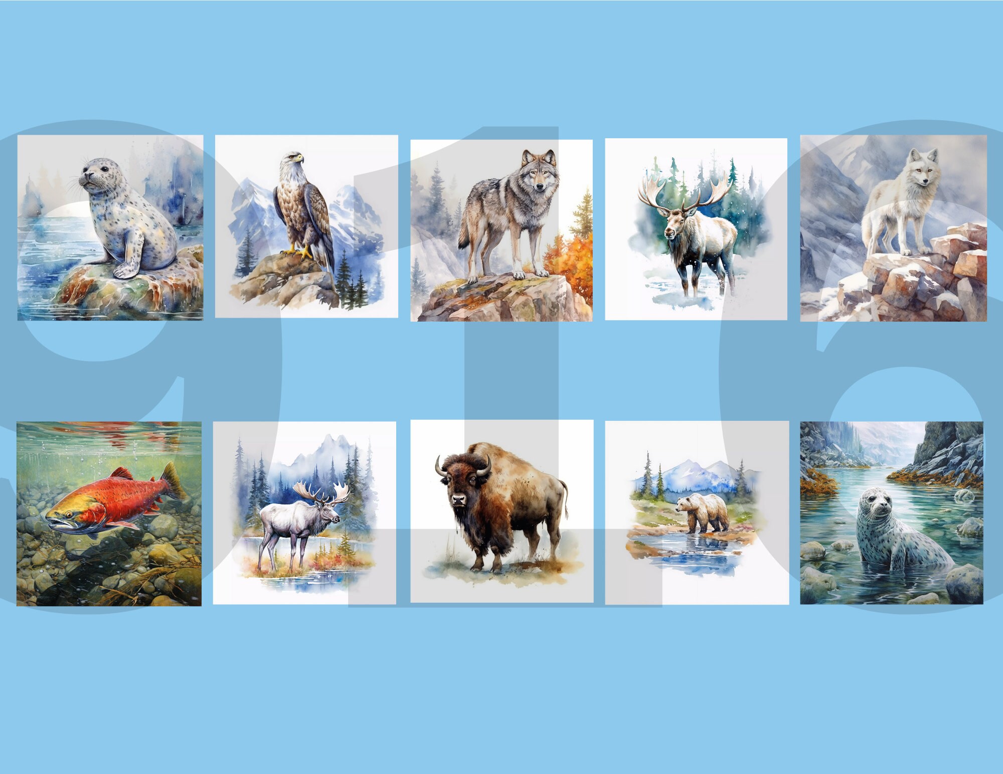 Alaskan Wilderness Watercolor Digital Art Vol. 2 Wilderness - Etsy