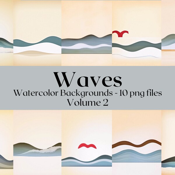 Waves Watercolor - Etsy