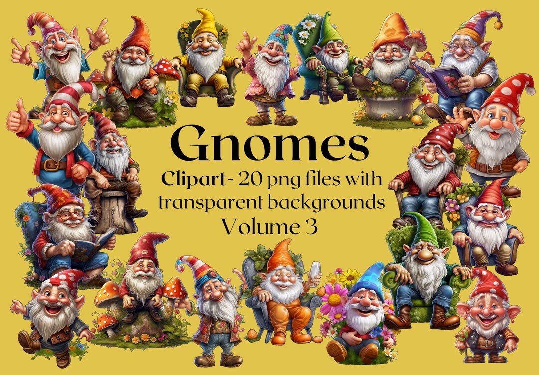 Gnome Clipart, Garden Gnome Digital Images, Gnomes Images, Garden ...