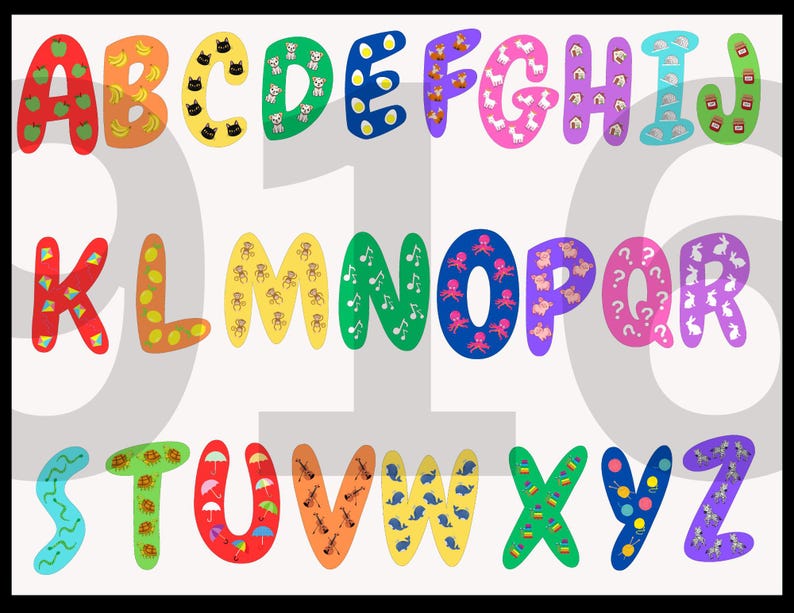 Alphabet Clipart, NEW Colorful Alphabet Letters, Numbers, Punctuation ...