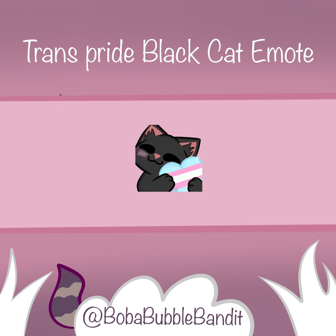 Trans Pride Black Cat Emote | Discord | Twitch | - Etsy