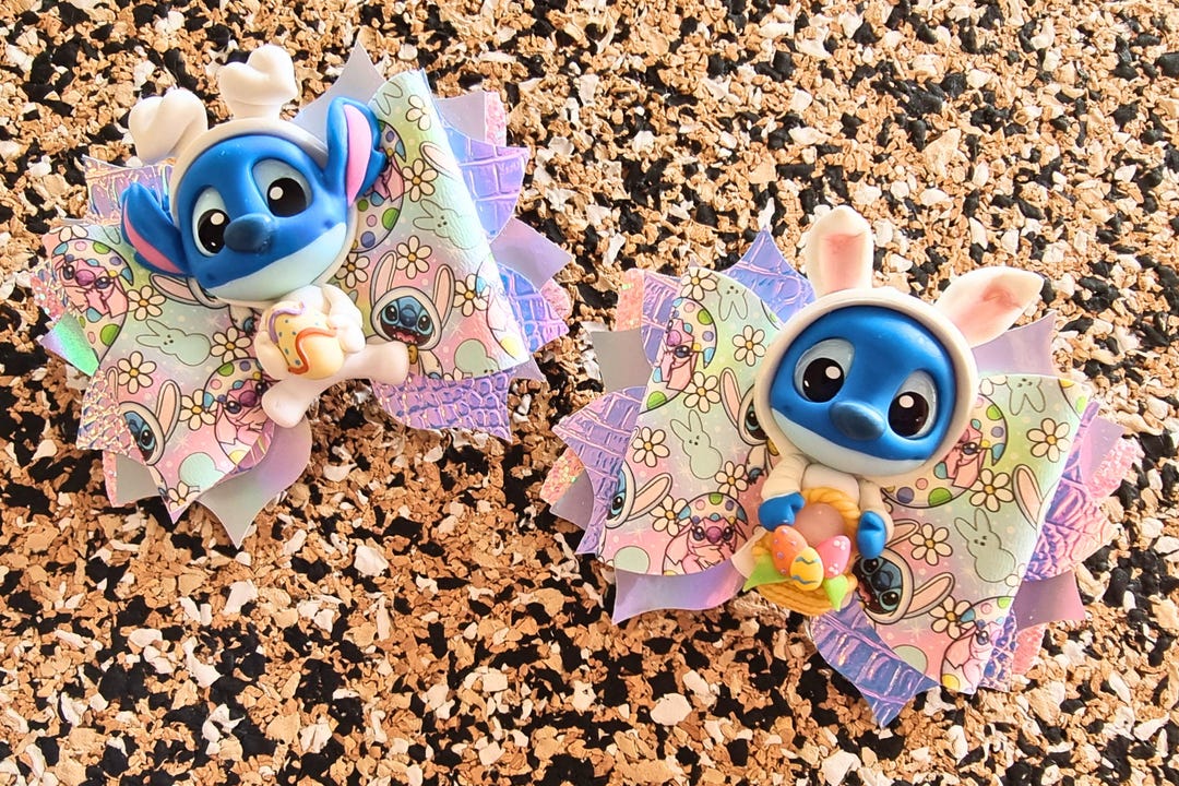 Stitch Blue Alien and Angel Pink Alien Clay Figure Medium 4 Inch Hair ...