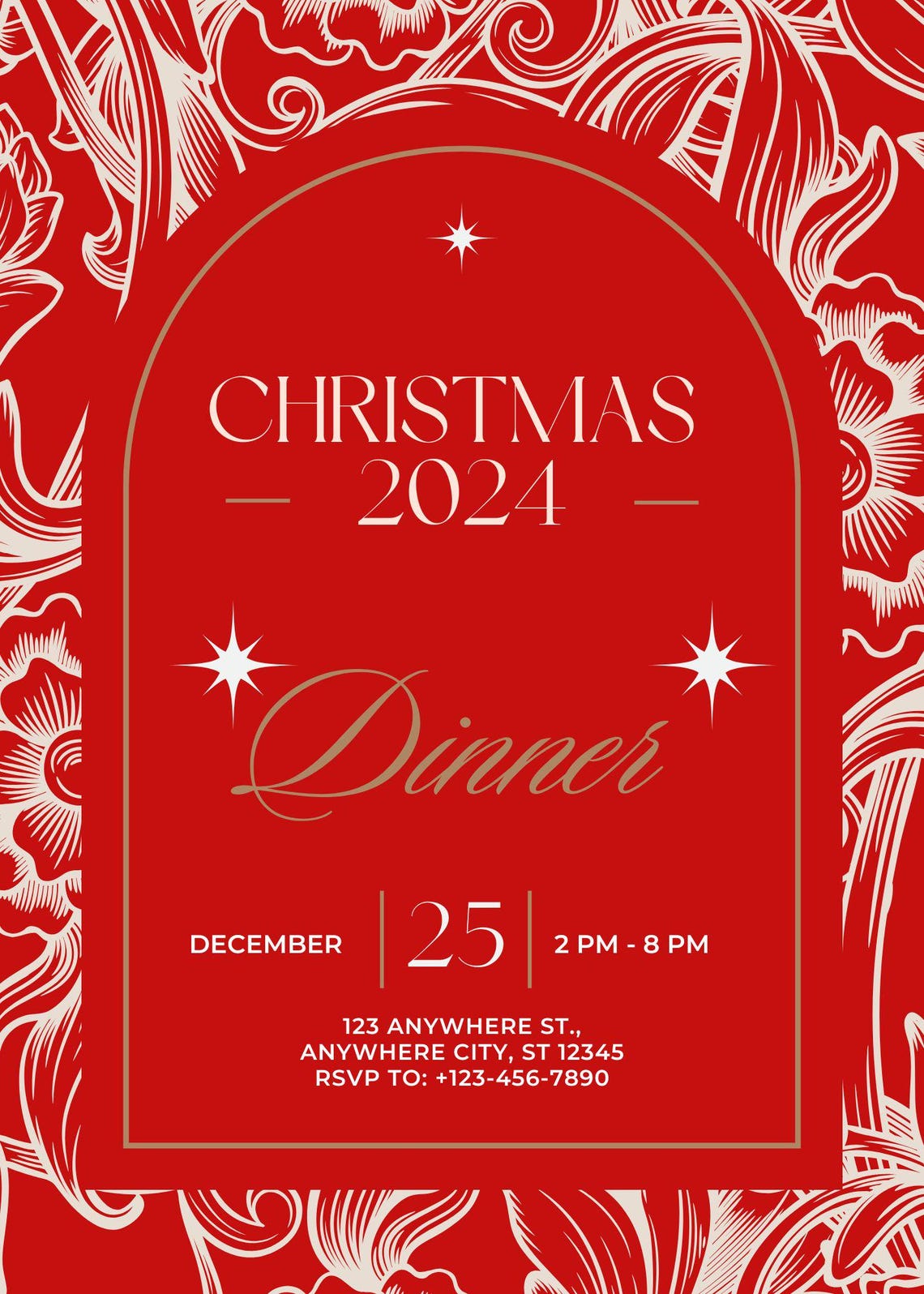 Elegant Red Christmas Invitation Customisable Party Invitation Holiday ...