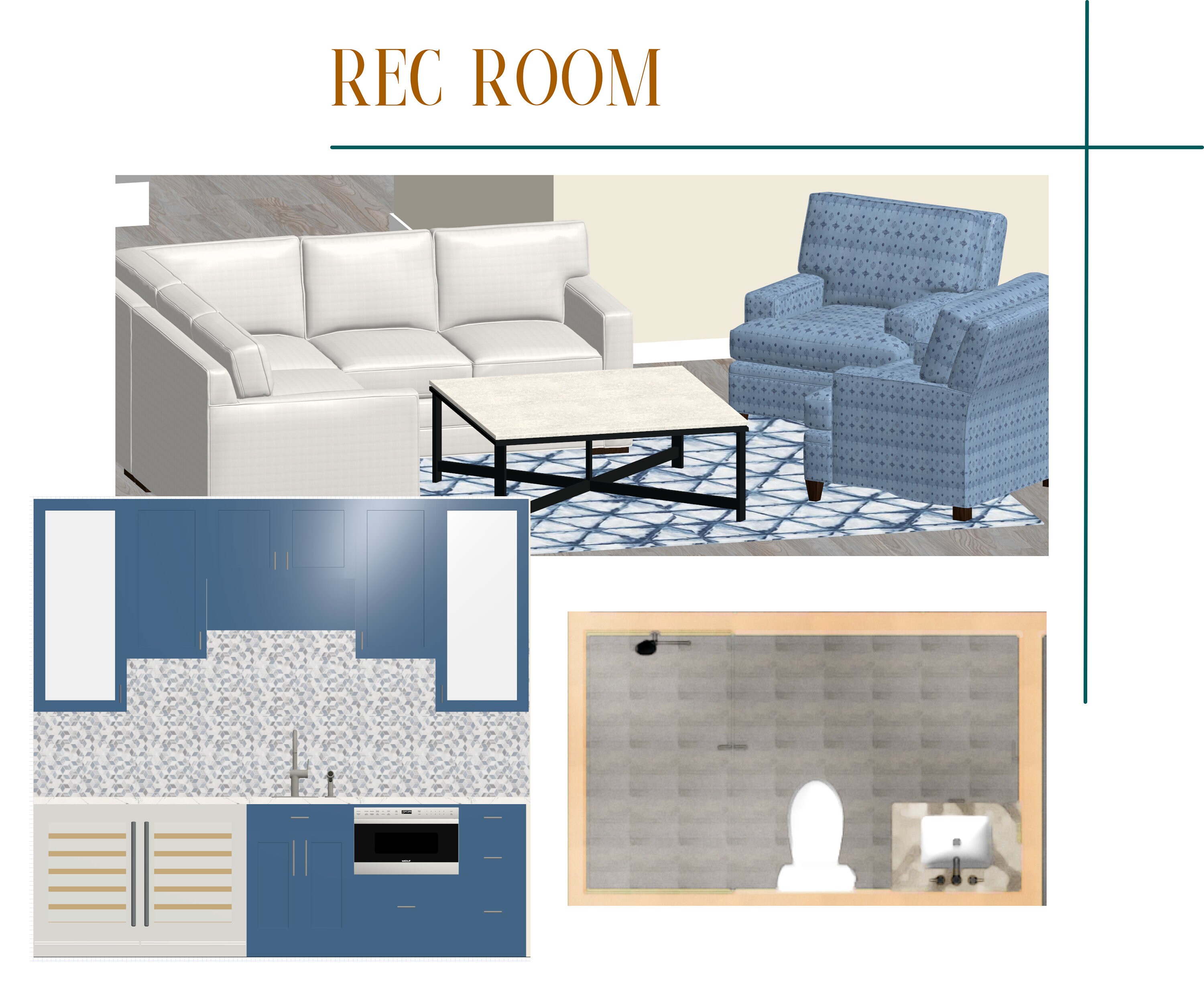 Rec Room Interior Design Package: Mood Board, 3D Renderings - Etsy