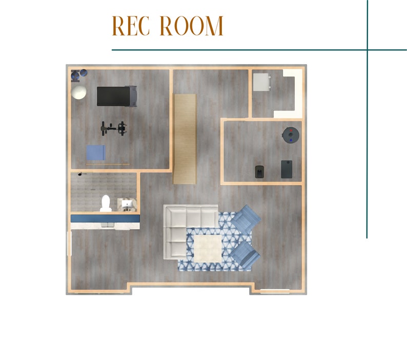 Rec Room Interior Design Package: Mood Board, 3D Renderings - Etsy ...
