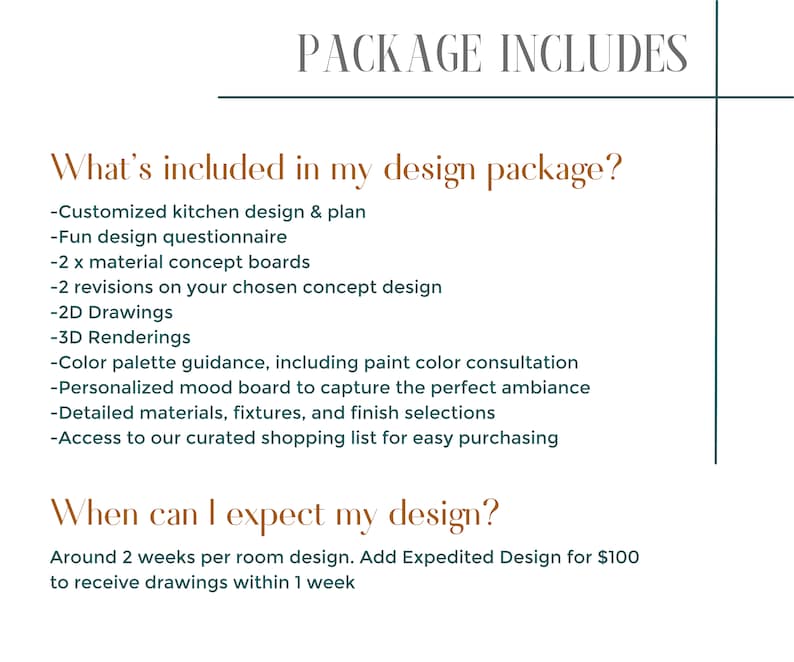 Custom Kitchen Design Package: E-design, 3D Renderings - Etsy