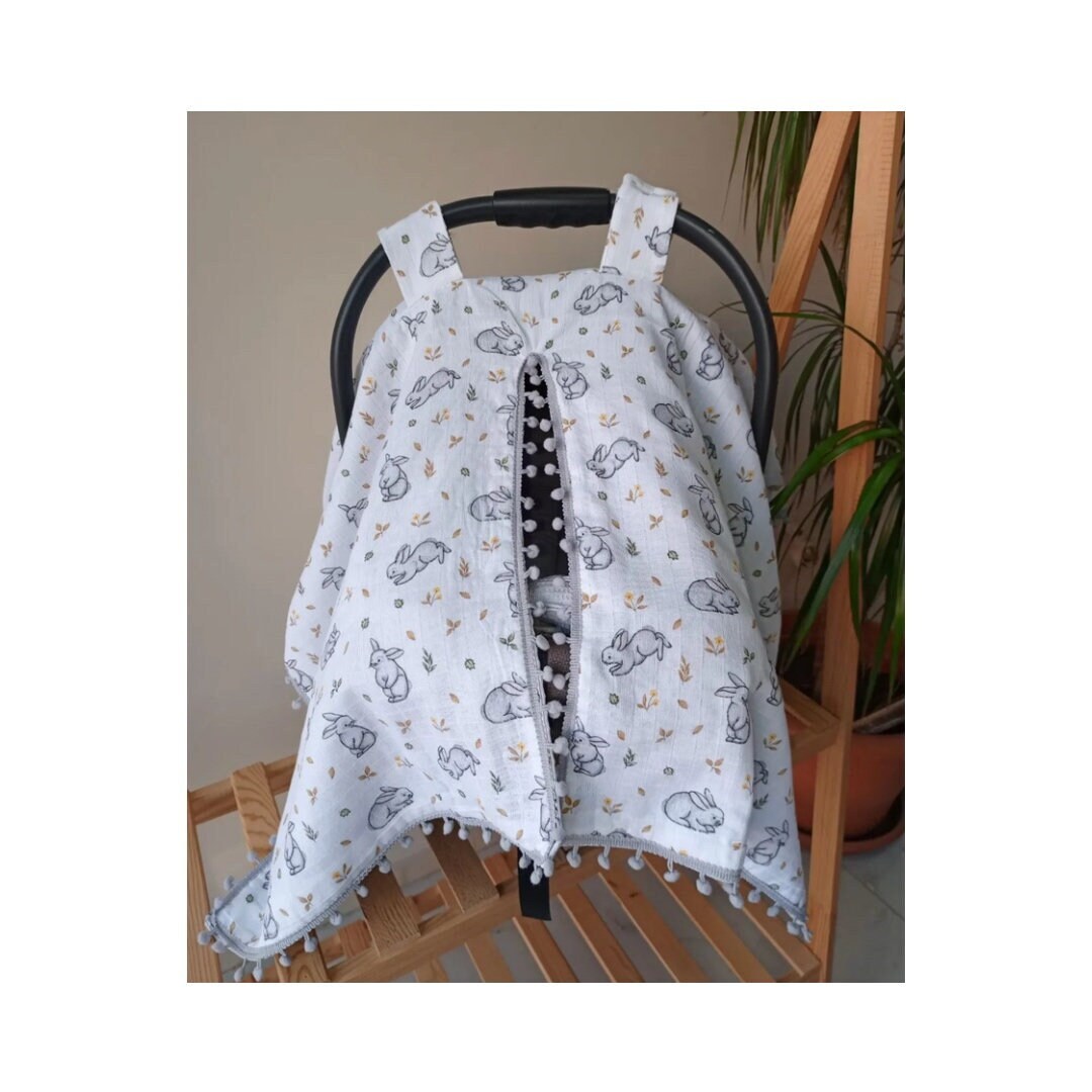 Car Seat Canopy Cover for Baby Girl or Boy. Cotton Baby Stroller Cover ...