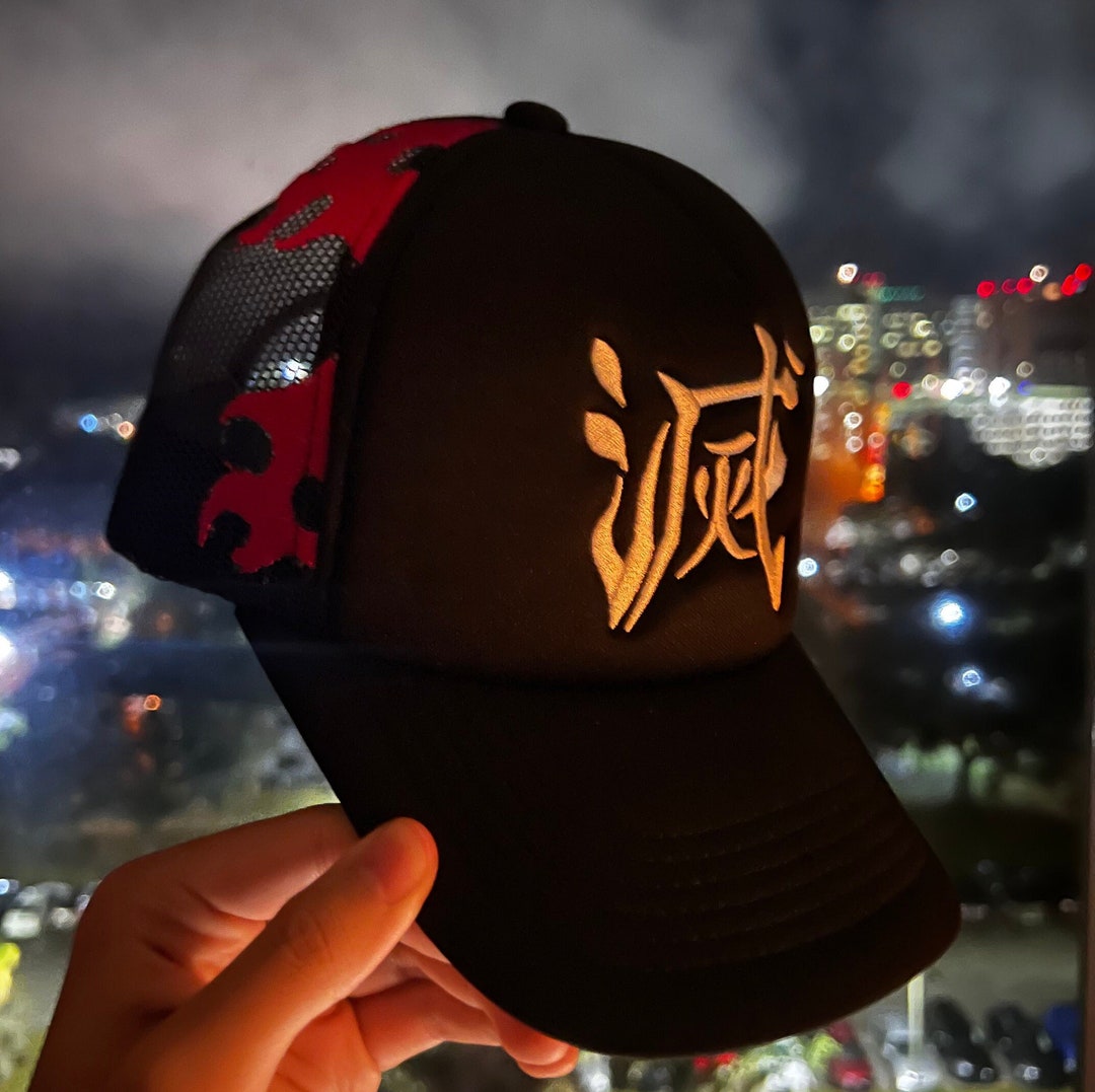 Slayer Trucker Hat With Demon Embroidery Manga Inspired - Etsy