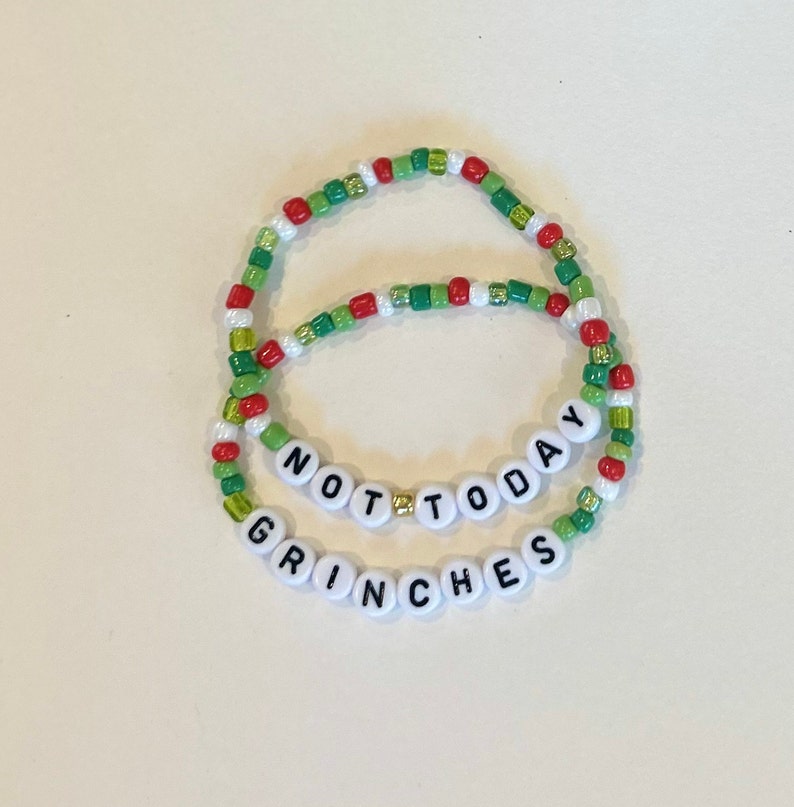 Grinch Inspired Bead Bracelets| Funny Christmas Bracelets| Christmas ...