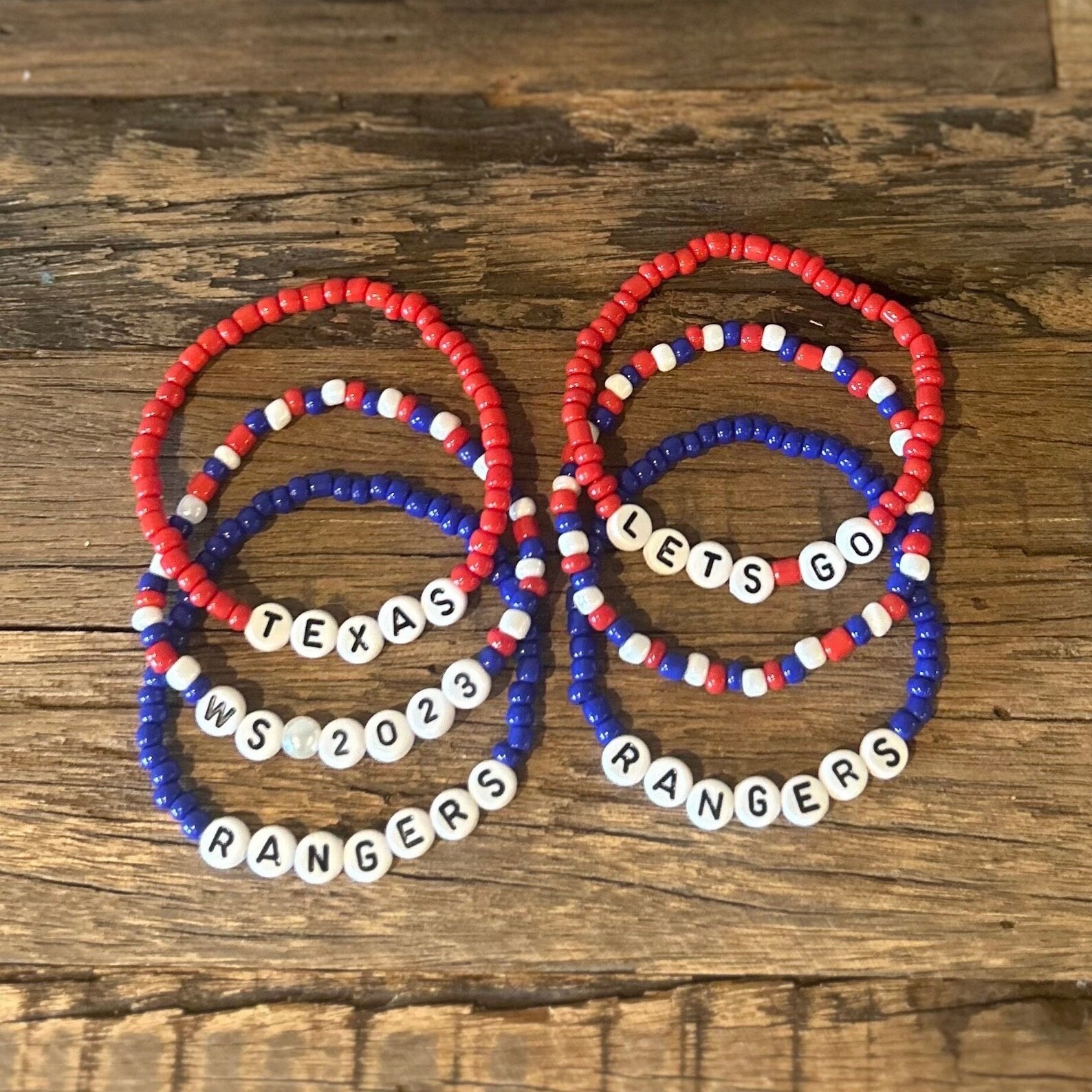 Texas Rangers World Series Bracelet Stack Rangers Bracelet Personalized ...