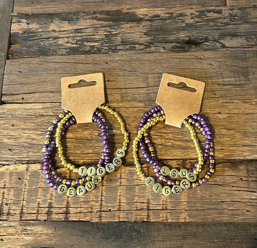 Louisiana State Beaded Game Day Bracelet Set! LSU Tigers|lsu Accessory ...