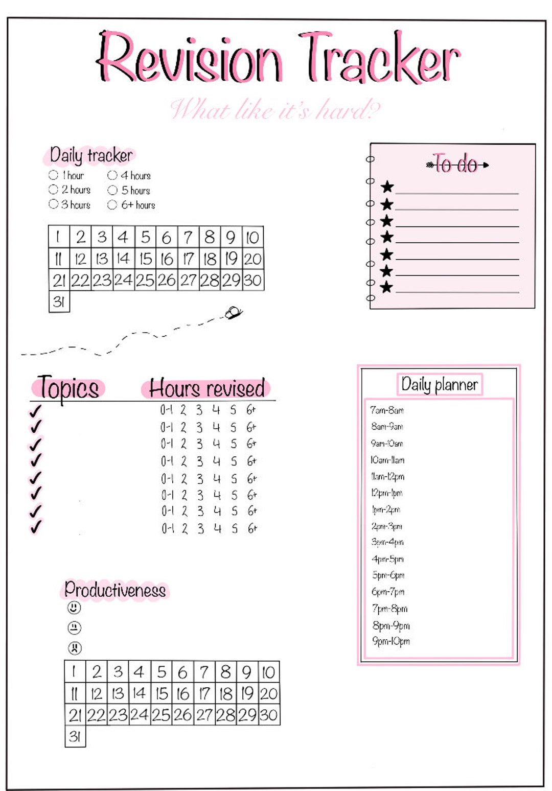 Revision Tracker/planner - Etsy