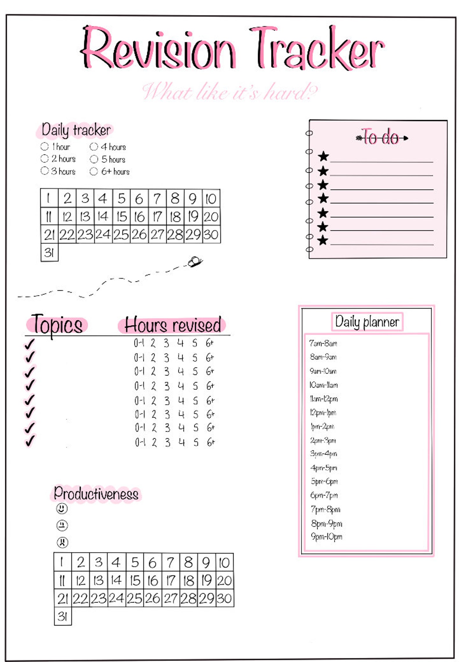 Revision Tracker/planner - Etsy