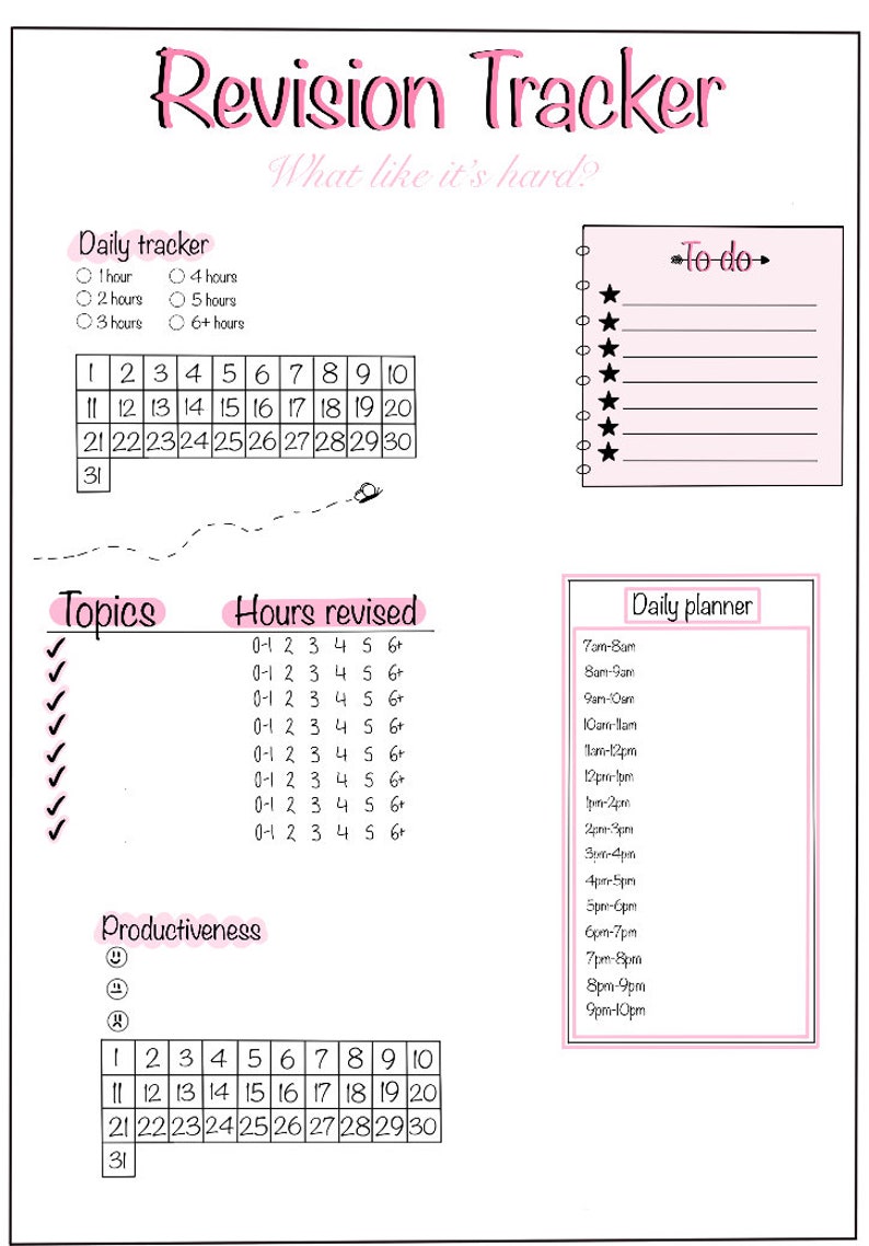 Revision Tracker/planner - Etsy