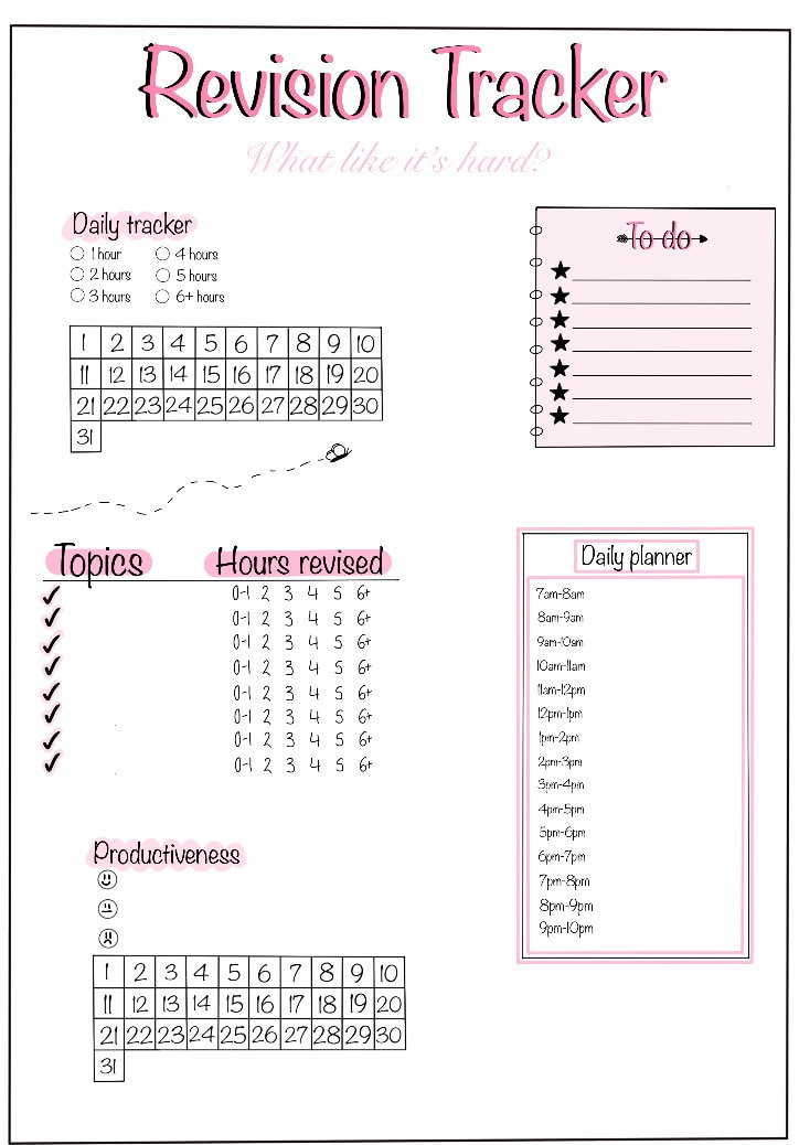 Revision Tracker/planner - Etsy