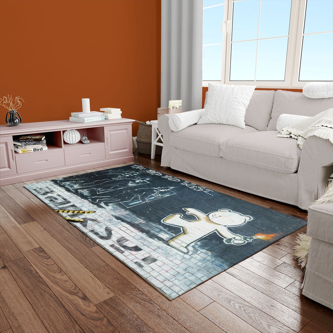 Banksy Coctail Teddy Bear Rugs, the Mild Mild West Rug, Banksy Bear ...