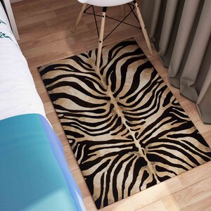 Zebra Rug, Black Rug, Zebra Pattern Rug, Modern Rugs, Area Rug, Non ...