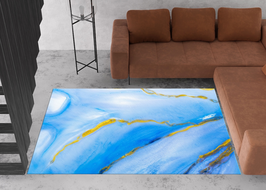 Blue Marble Rugs, Gold Marble Rugs, Blue and Gold Rugs, Marble Rug ...